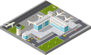 Airport Interior and Exterior Design With Terminal Building, Runway ...